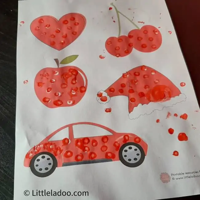 Q-Tip painting for Toddlers - 4 Free printable pages