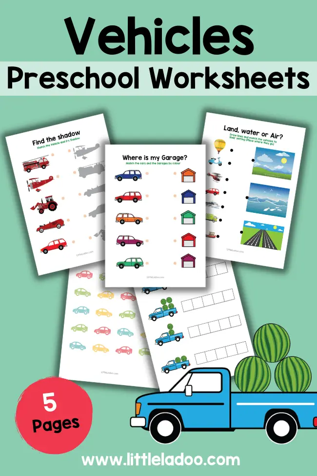Vehicle Theme worksheets - Free printable activity
