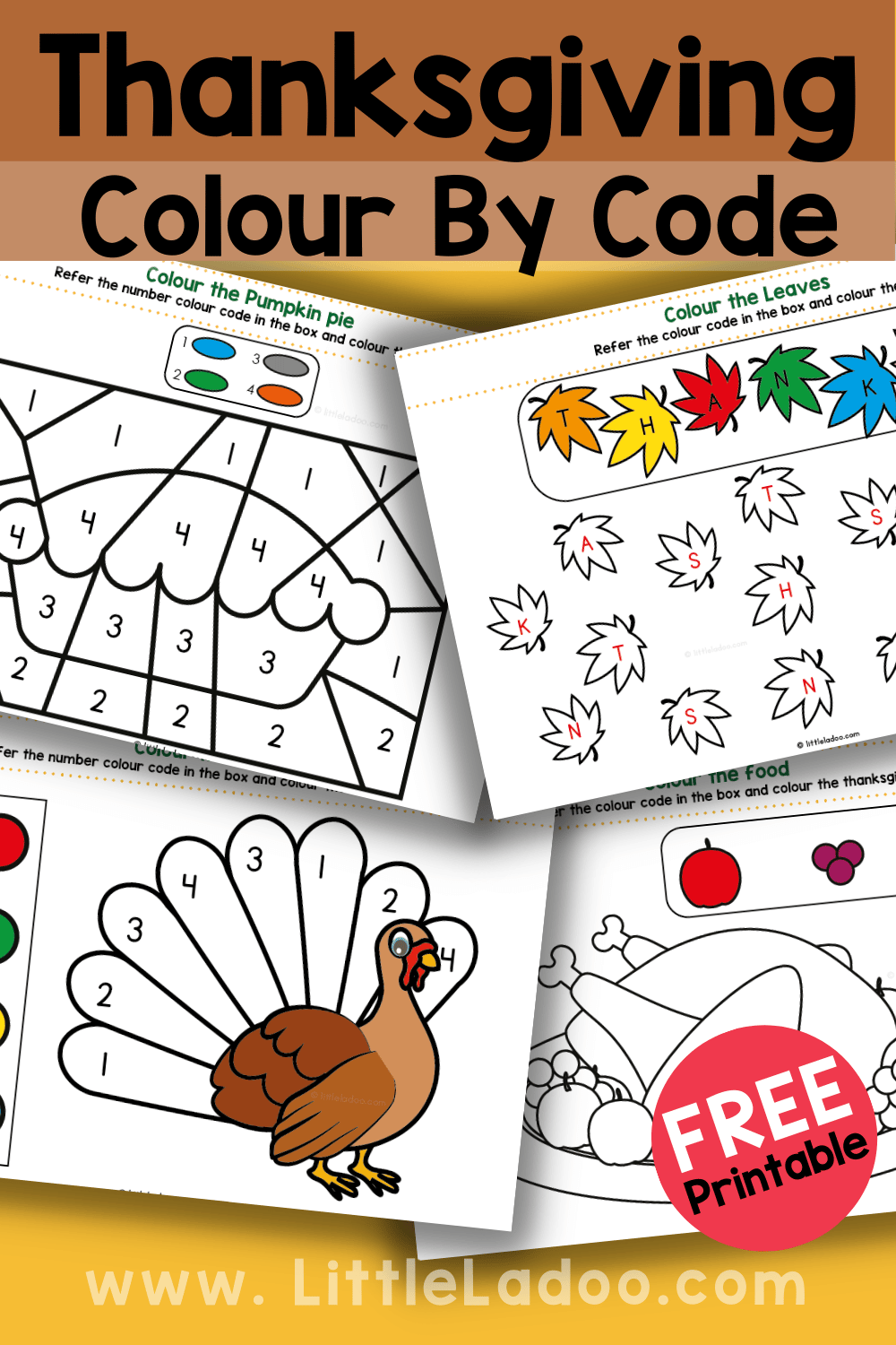 Thanksgiving Colour Code Colouring {Free Printable}