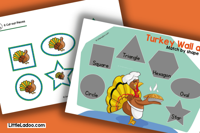 Turkey Shape matching - Free Thanksgiving printable for toddlers