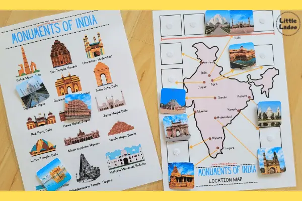 Monuments of India - Flashcards - 3 Part Montessori Cards