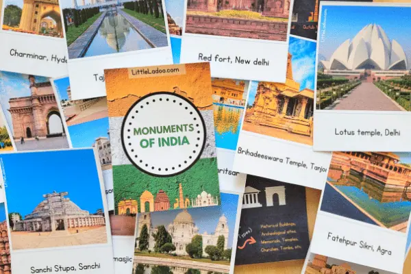 Monuments of India - Flashcards - 3 Part Montessori Cards