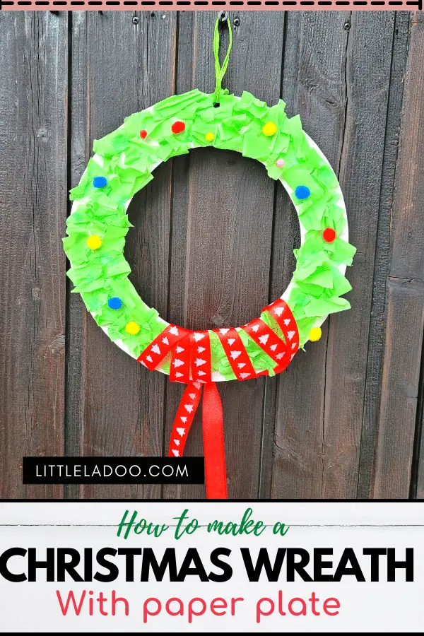 Paper Plate Christmas Wreath craft - Little Ladoo