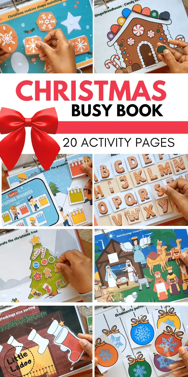 Christmas Busy Book {20+ Interactive Activities} - Little Ladoo