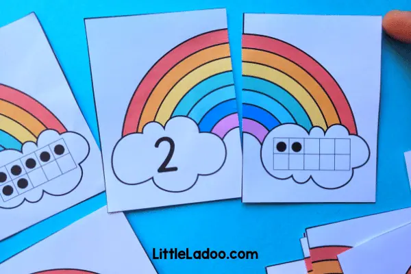 Rainbow Ten Frame Matching Printable - Little Ladoo