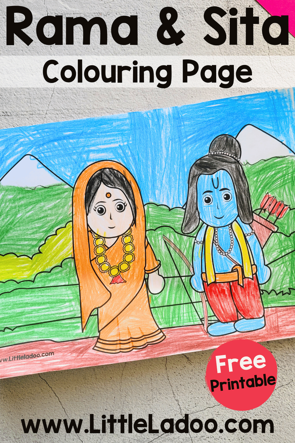 Rama and Sita Colouring Page for kids {Free Printable}