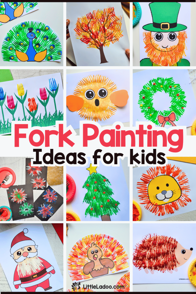 15+ Fork Painting Ideas for Kids {Free Templates for All}