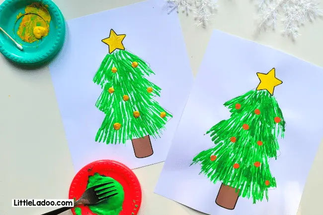 Fork Painted X-Mas Tree Craft {Free Template}