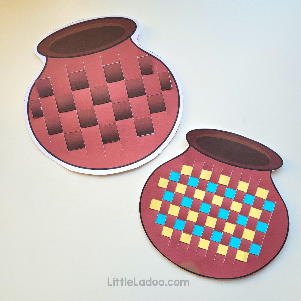 Paper Weaving pot Craft {Free Template}