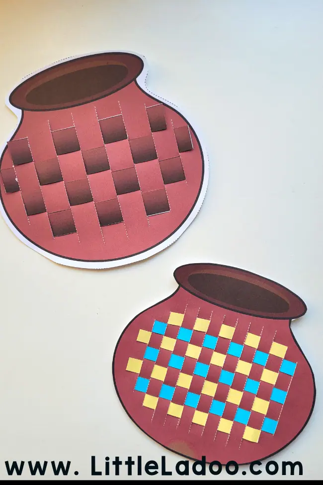 Paper Weaving pot Craft {Free Template}