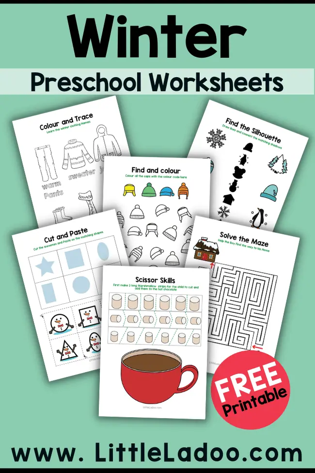 Winter Preschool Worksheets {Free Printable}