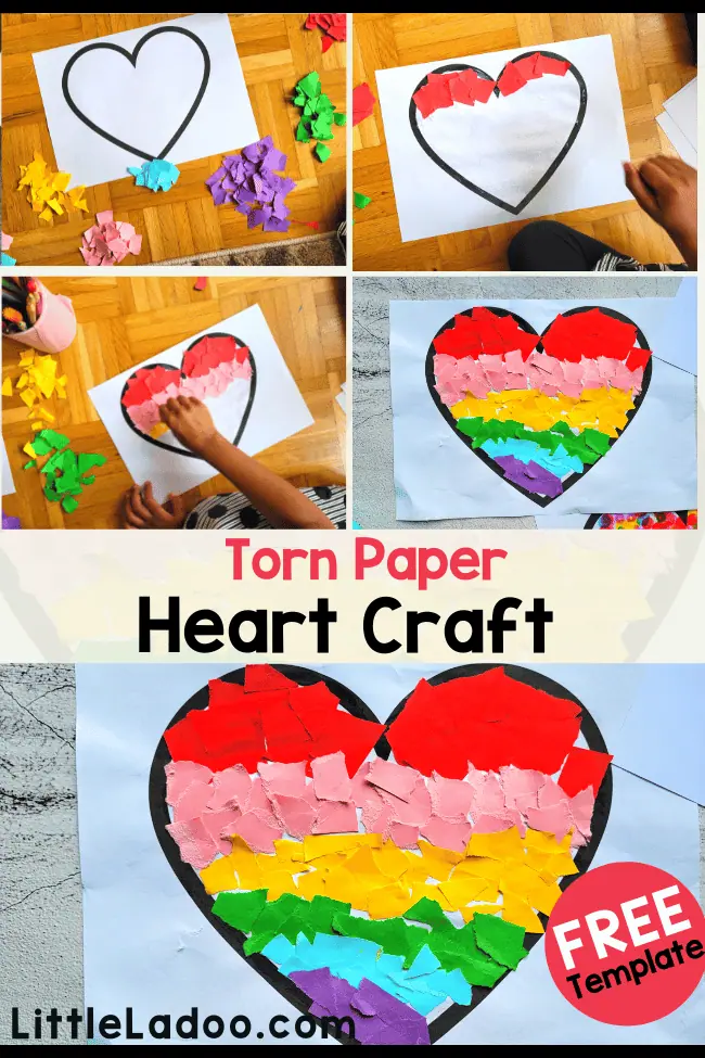 Torn Paper Heart Craft {Free Printable}