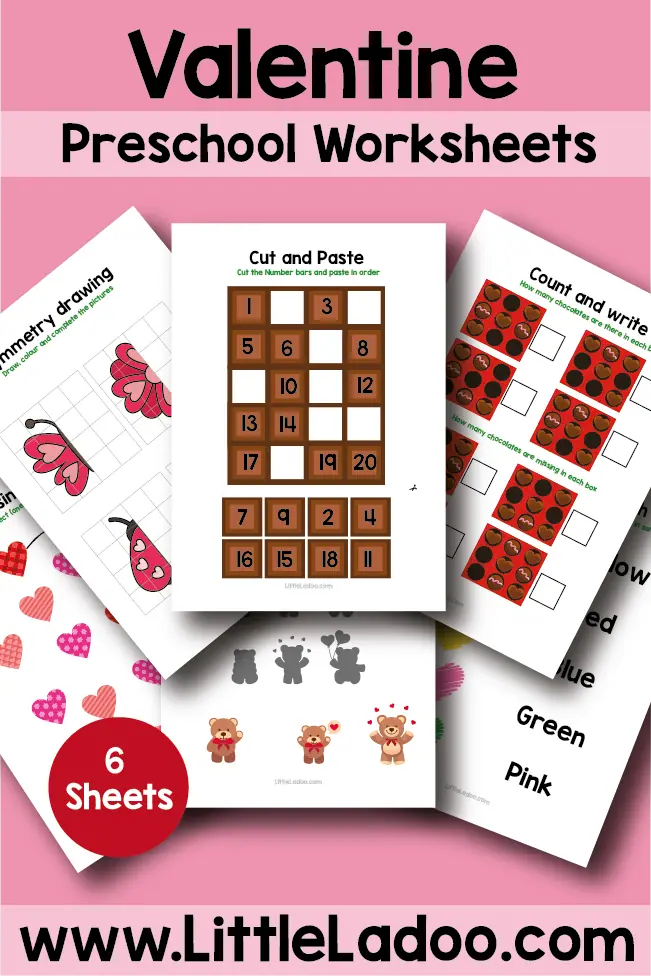 Valentine Preschool Worksheets {Free Printable}
