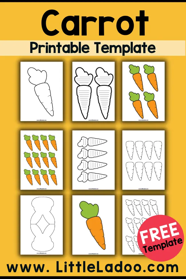 Carrot Template Printable - Little Ladoo
