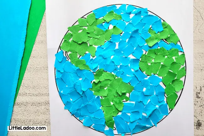Torn Paper Earth Craft {Free Earth Template}