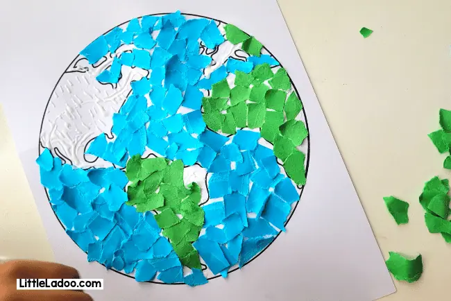 Torn Paper Earth Craft {Free Earth Template}