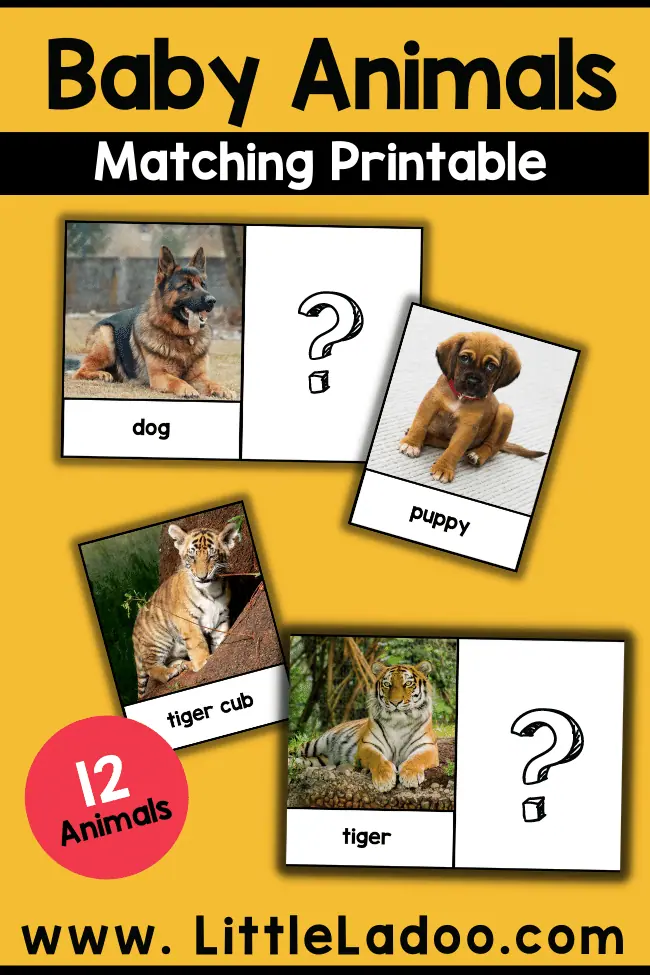 Baby Animals Matching Printable - 12 Set of Animals!