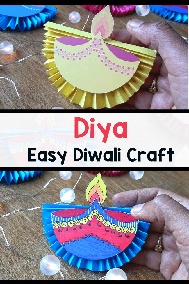 Diwali Paper Diya craft {Free Template}