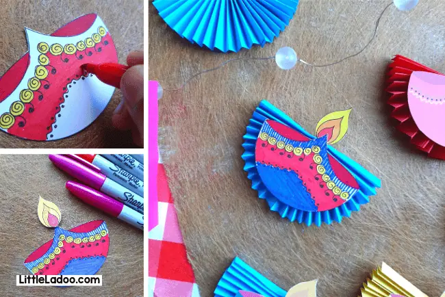 Diwali Paper Diya craft {Free Template}