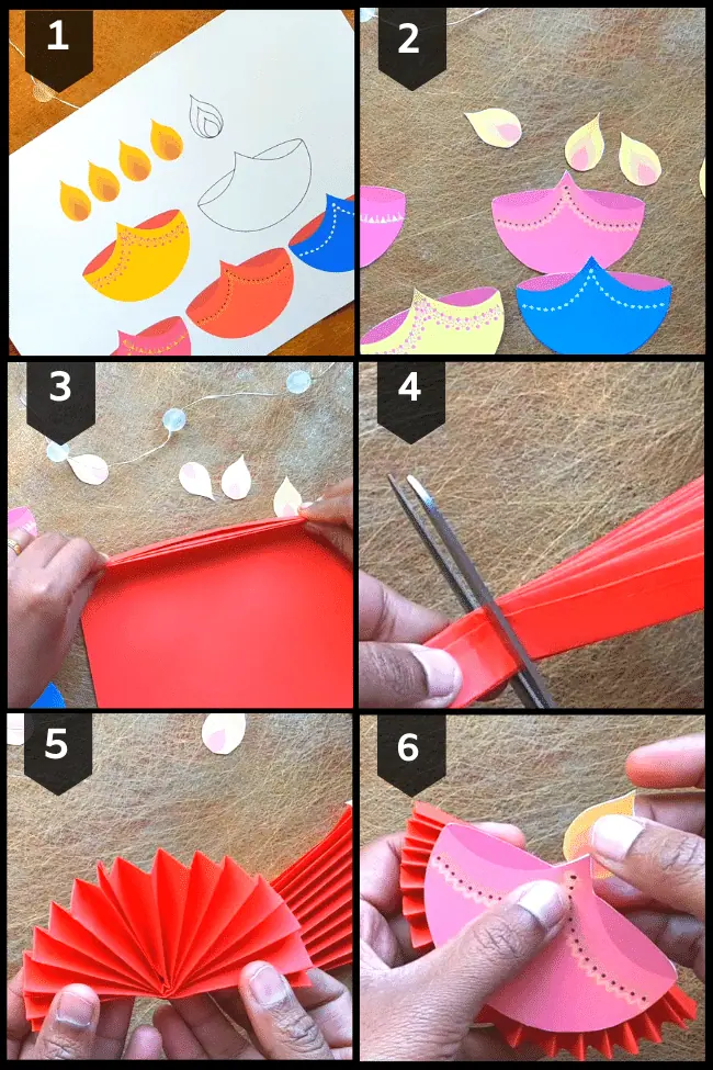 Diwali Paper Diya craft {Free Template}