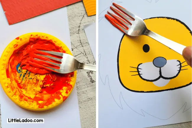 Fork-Painted Lion Craft {Free Template}