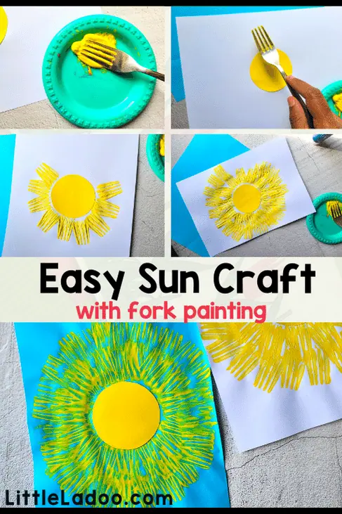 Fork-Painted Sun Craft for kids