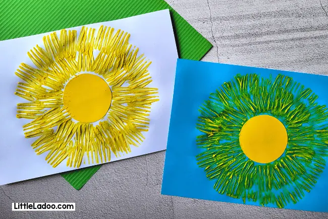 Fork-Painted Sun Craft for kids