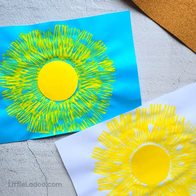 Fork-Painted Sun Craft for kids
