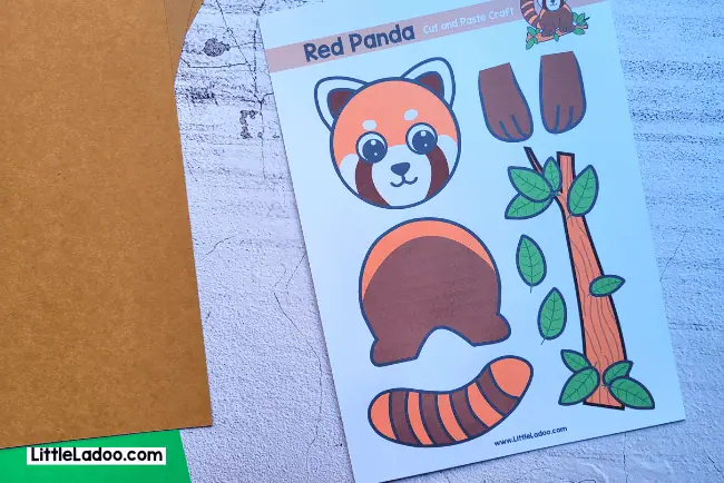 Red Panda Cut and Paste Craft - with Printable Template