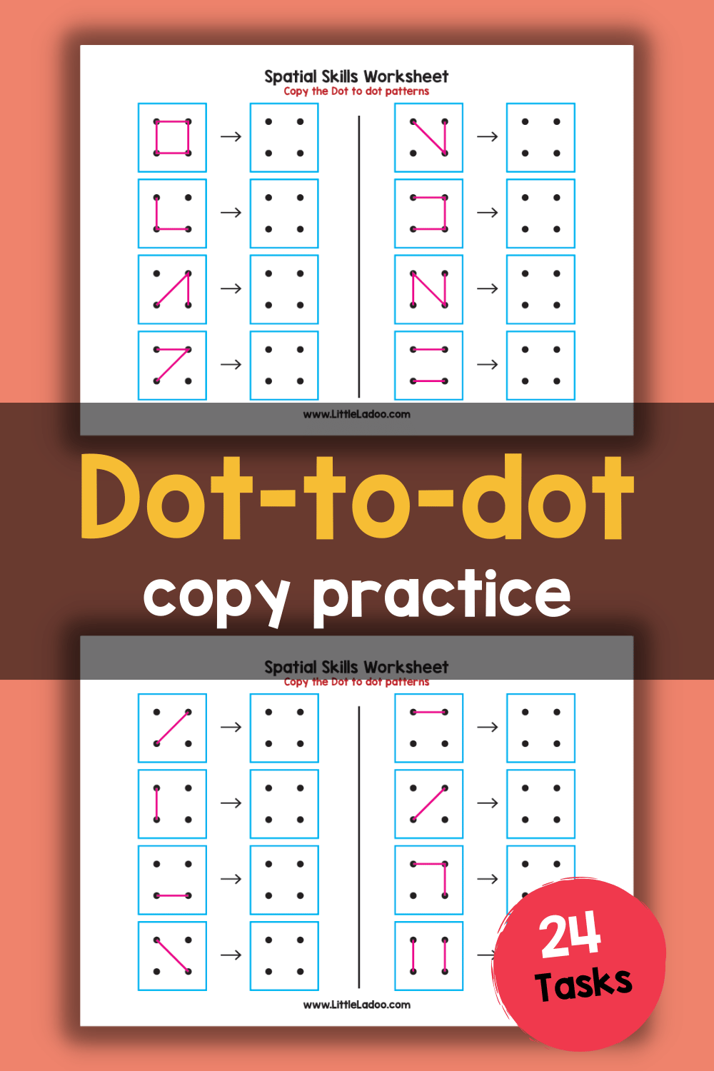 2 x 2 Grid Dot to Dot Copy Practice {Free Printable}