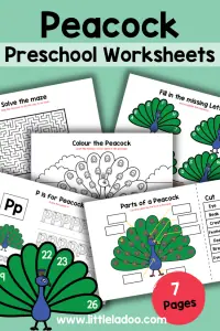 Peacock Worksheets for Kids {Free Printable}