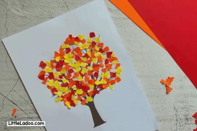 Torn Paper Fall Tree Craft {Free Tree Template}