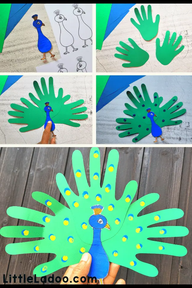Handprint Peacock Craft {Free template}