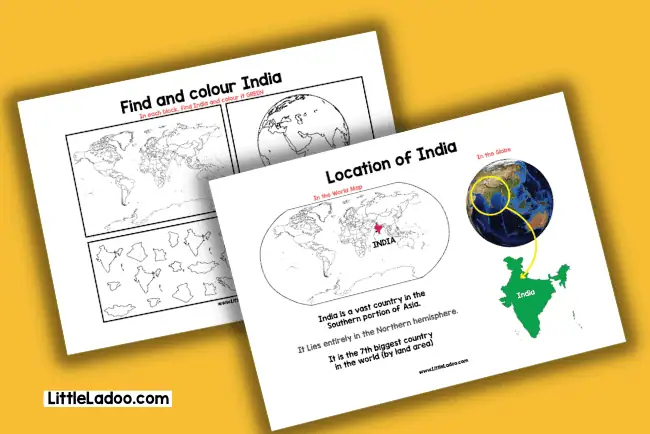 India Worksheets for kids {Free Printable}