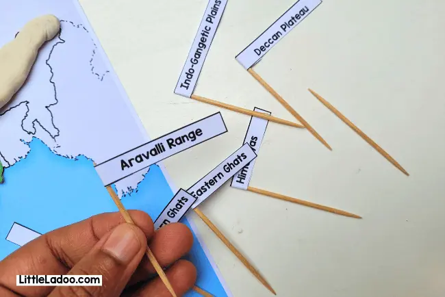 Physical Map of India with Playdough - {FREE India Map}