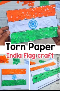Torn Paper India Flag Craft - Little Ladoo