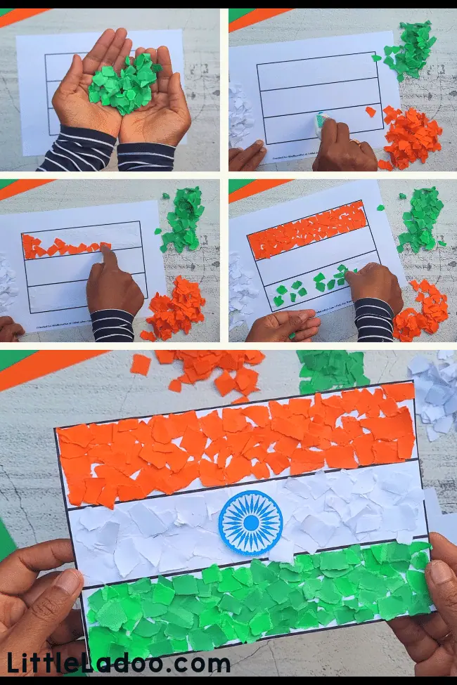 Torn Paper India Flag Craft - Little Ladoo