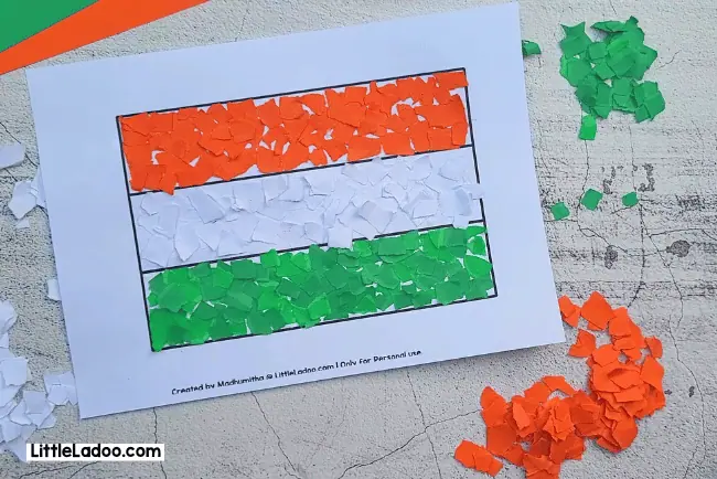 Torn Paper India Flag Craft - Little Ladoo