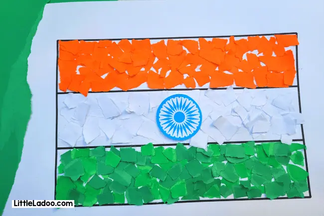 Torn Paper India Flag Craft - Little Ladoo