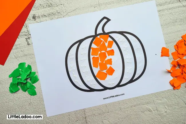 Torn Paper Pumpkin Craft {Free Printable}