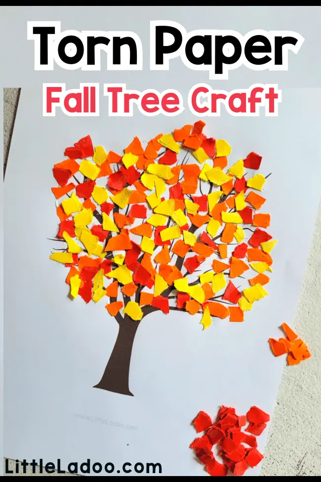 Torn Paper Fall Tree Craft {Free Tree Template}
