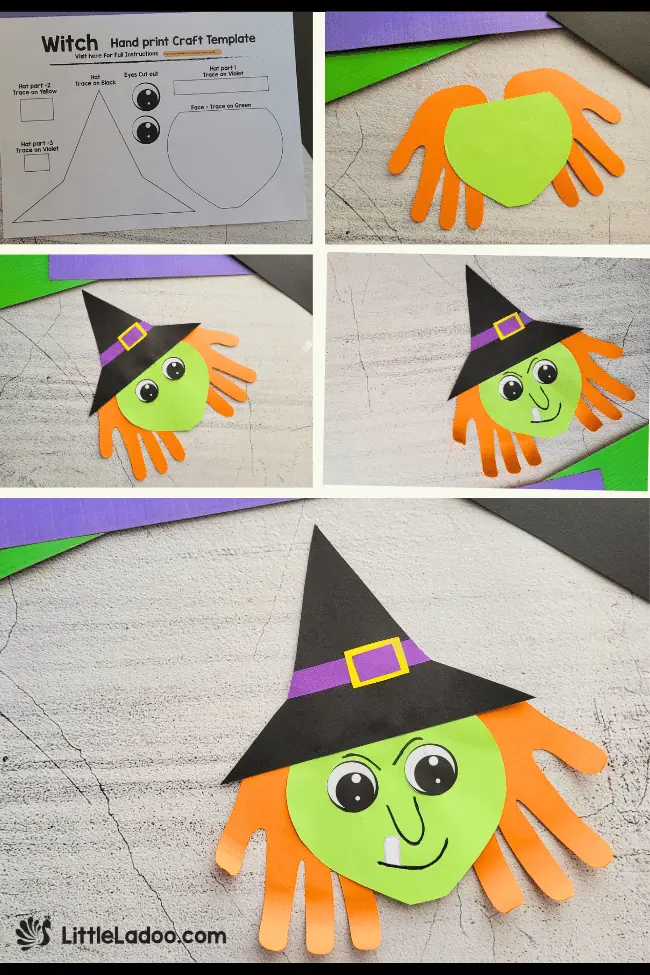 Handprint Witch Craft {Free Template}