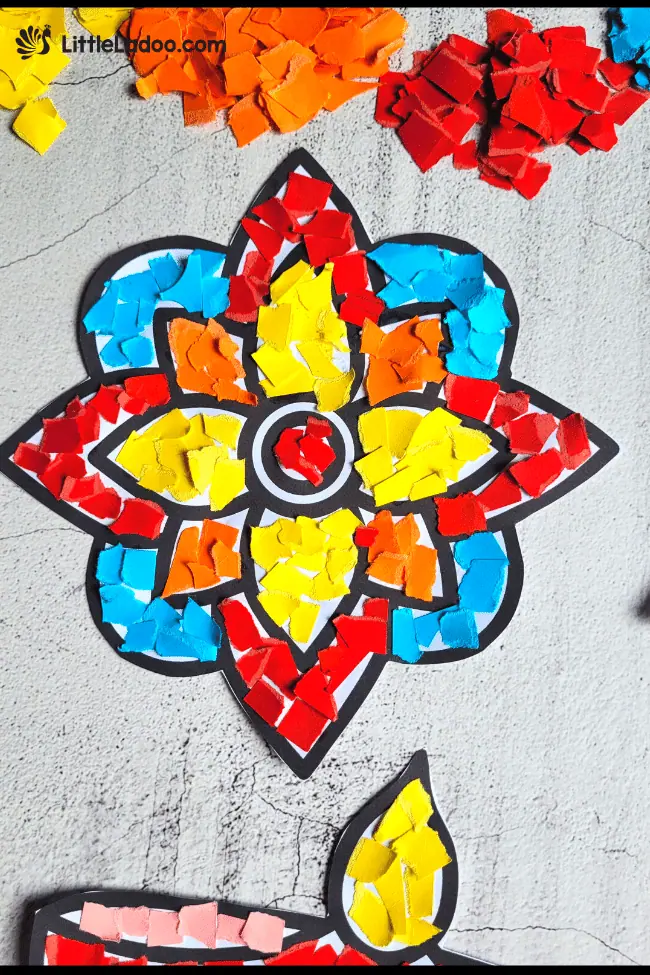 Diwali Torn Paper Crafts for Kids {Free Templates}