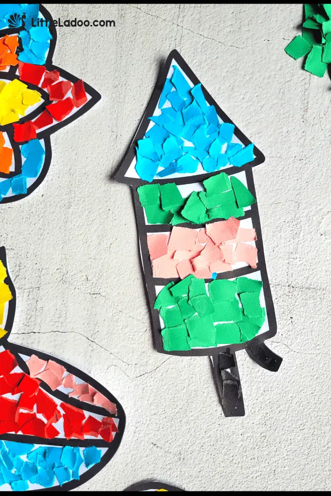 Diwali Torn Paper Crafts for Kids {Free Templates}