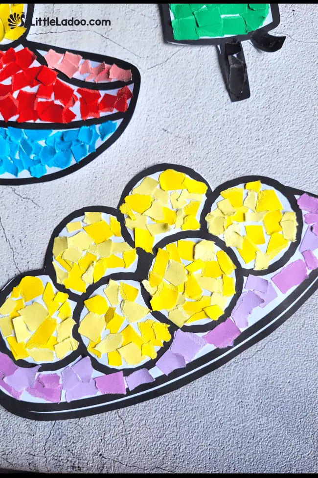 Torn Paper Ladoo Craft Free Template