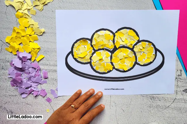 Torn Paper Ladoo Craft Free Template