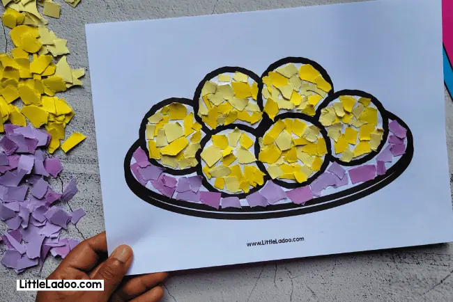 Torn Paper Ladoo Craft Free Template