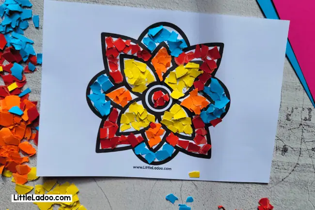 Torn Paper Rangoli Craft {Free Template}