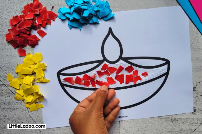 Torn Paper Diya Craft {Free Template}