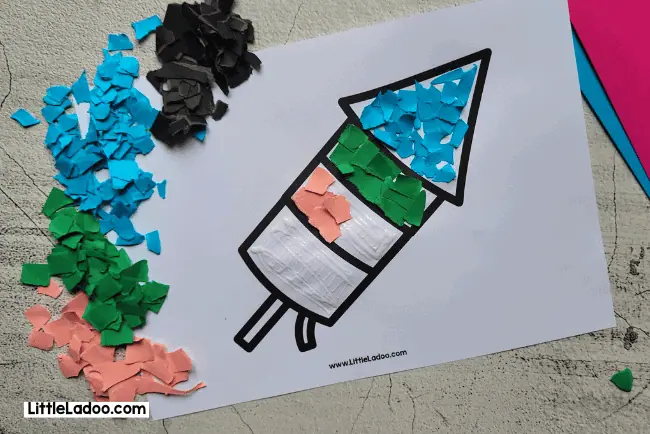 Torn Paper Rocket Firework Craft {Free Template}